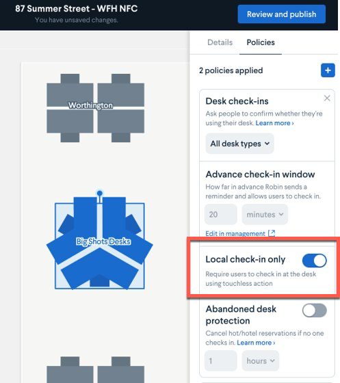 Use local desk check-ins only – Robin Help Center
