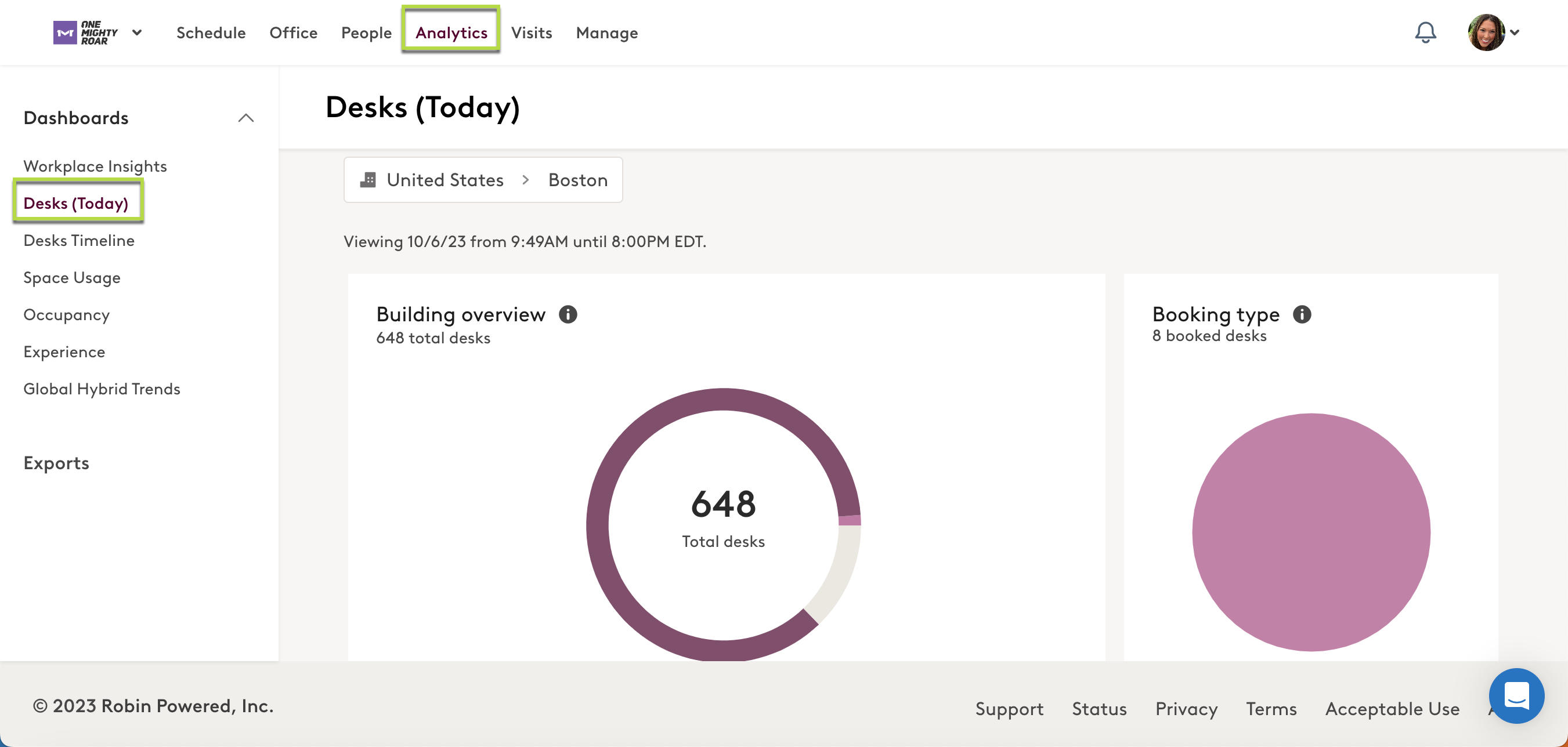 Desks Today dashboard – Robin Help Center