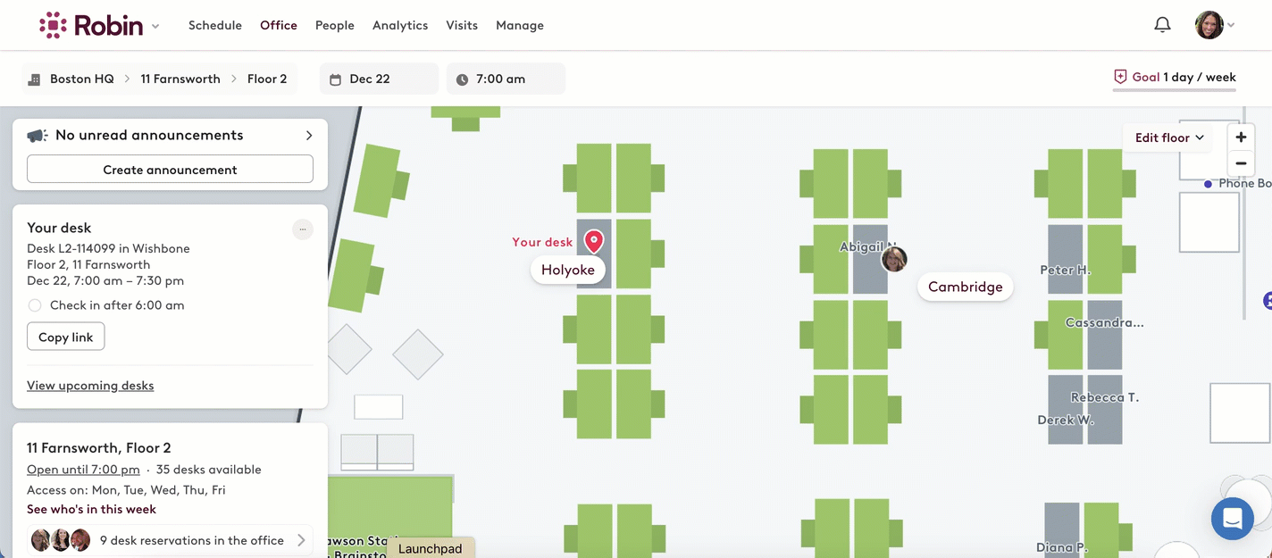 How to book a desk using the web dashboard – Robin Help Center