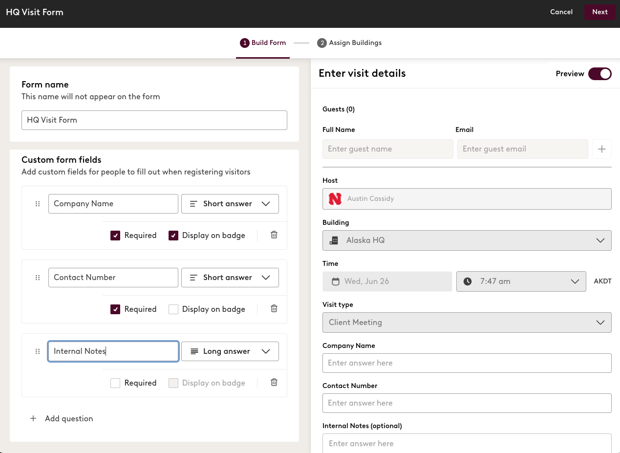 Create custom visitor registration forms – Robin Help Center
