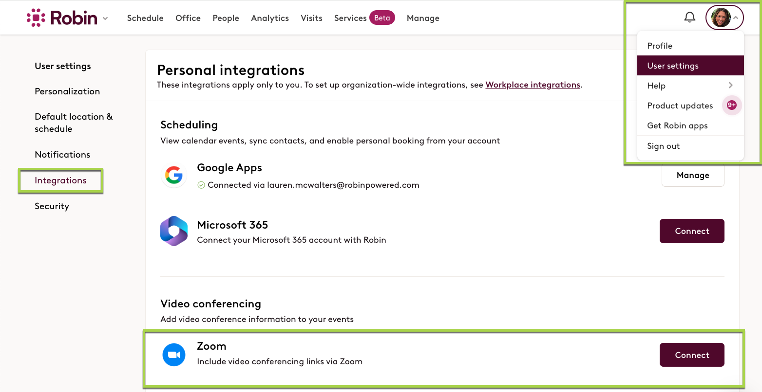Zoom + Robin: Connect your Zoom user account – Robin Help Center
