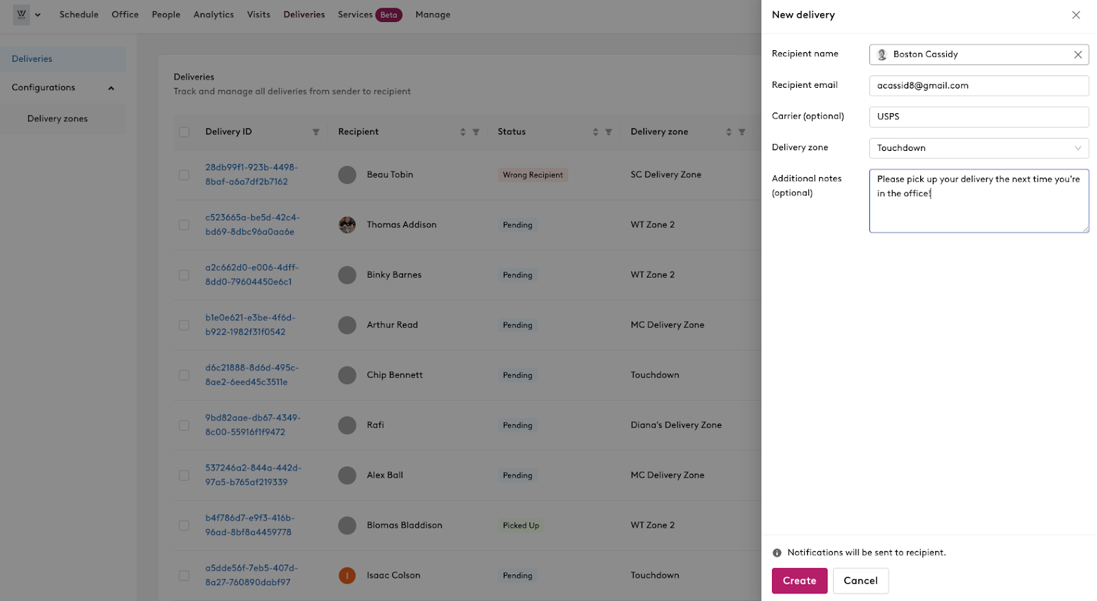 How to log a new delivery & notify the recipient – Robin Help Center