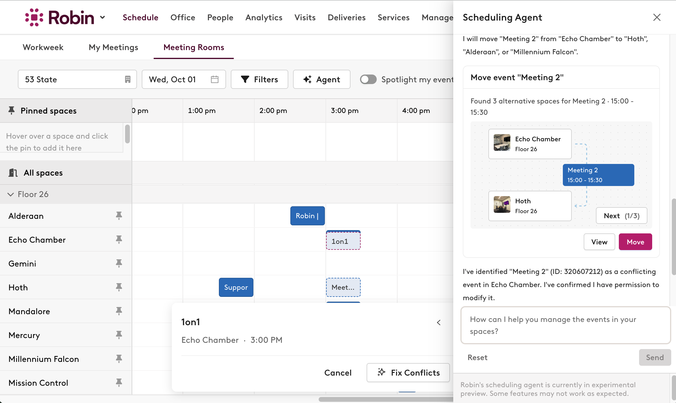 Early Access Program - Scheduling Agent on the Meeting Rooms page – Robin Help Center