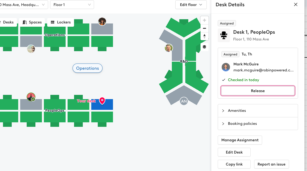 How to share (release) your assigned desk – Robin Help Center