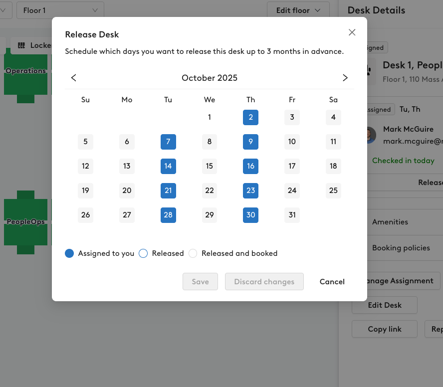 How to share (release) your assigned desk – Robin Help Center